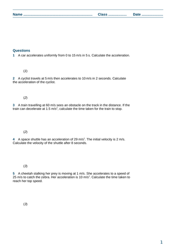 Acceleration - Full Lesson | Teaching Resources