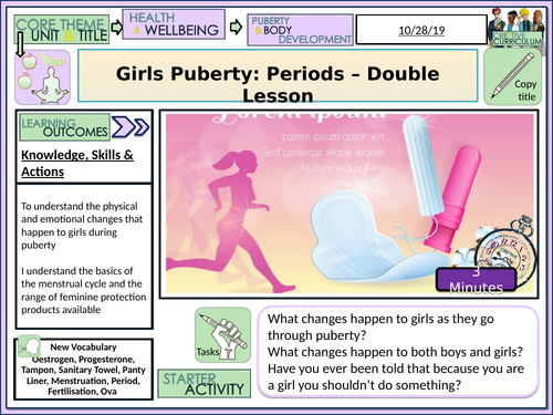 Girls Puberty + Periods | Teaching Resources