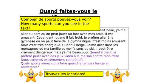 French 30 SLIDES sports and weather | Teaching Resources