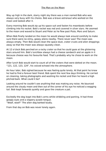 Bob the Man on the Moon | Teaching Resources