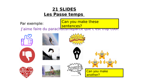 French 21 SLIDES Les Passe temps | Teaching Resources