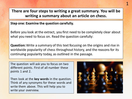Cambridge IGCSE 0500 - Summary Writing (Paper 1 Question 1f) | Teaching ...