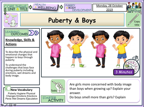 Boys Puberty PSHE | Teaching Resources