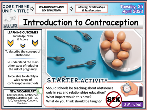 Contraception PSHE | Teaching Resources