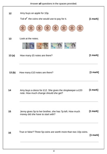 AQA Entry Level Maths Assessment - Money | Teaching Resources