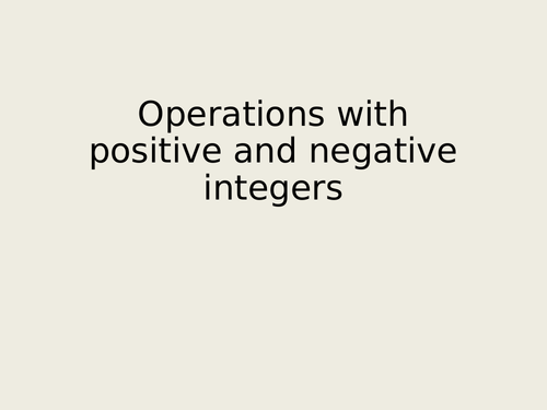 Operations with positive and negative integers | Teaching Resources