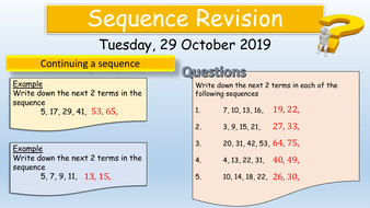 Linear Sequences revision | Teaching Resources