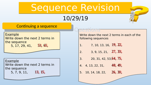 Linear Sequences revision | Teaching Resources