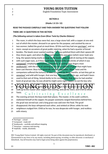 11+ English CEM/GL style Practice Paper 2 | Teaching Resources