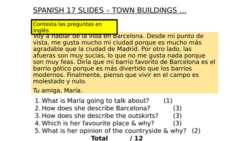 SPANISH 17 SLIDES – TOWN BUILDINGS | Teaching Resources
