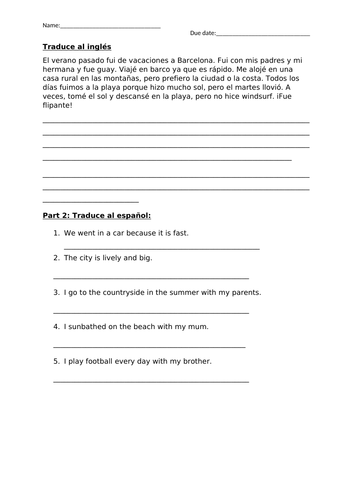 Las vacaciones (6 lessons with homeworks) | Teaching Resources