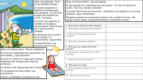 Las vacaciones (6 lessons with homeworks) | Teaching Resources