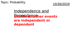 Probability_Independence | Teaching Resources
