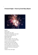 Firework Night - Poem by Enid Mary Blyton | Teaching Resources