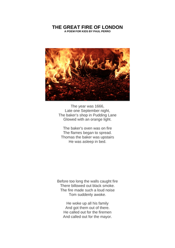THE GREAT FIRE OF LONDON A POEM FOR KIDS- BY PAUL PERRO | Teaching ...