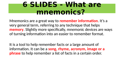 SOCIOLOGY 6 SLIDES - Mnemonics | Teaching Resources