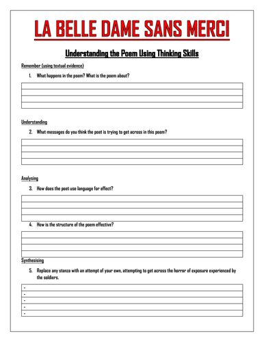La Belle Dame Sans Merci - John Keats - Double Lesson! | Teaching Resources