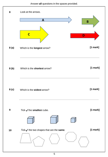 AQA Entry Level Maths Assessment - Geometry | Teaching Resources