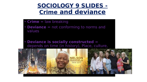 SOCIOLOGY 9 SLIDES - Crime and deviance | Teaching Resources