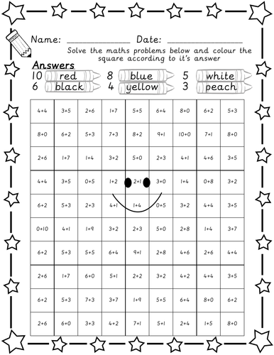 Christmas colour by maths addition to 10 - Reception/Year 1 worksheets ...