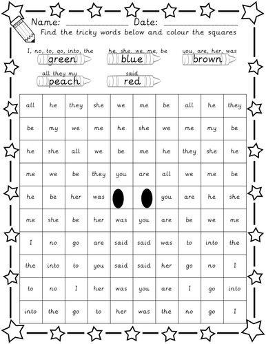 Christmas Tricky word sight word puzzle colouring - Year 1 / Year 2 ...