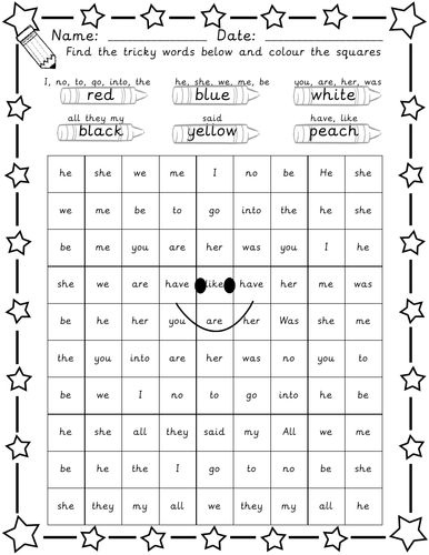 Christmas Tricky word sight word puzzle colouring - Year 1 / Year 2 ...