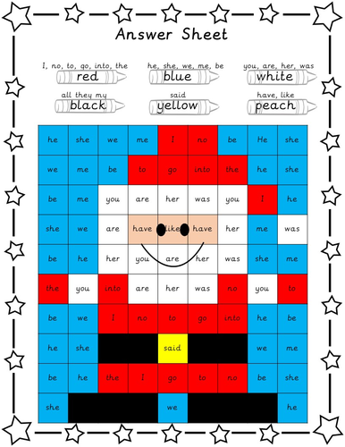 Christmas Tricky word sight word puzzle colouring - Year 1 / Year 2 ...