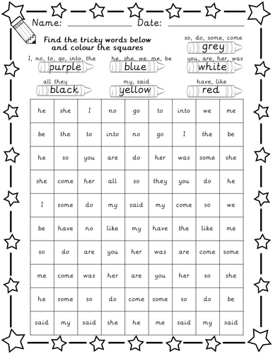 Christmas Tricky word sight word puzzle colouring - Year 1 / Year 2 ...