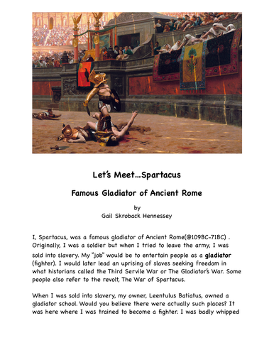 Spartacus: Roman Gladiator(Reading Passage with information on Roman ...