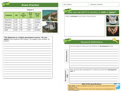 The Development Gap & Indicators (Interview Lesson) | Teaching Resources