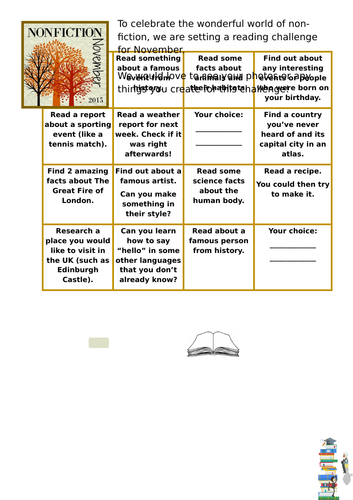 Non Fiction Reading Challenge Bingo | Teaching Resources