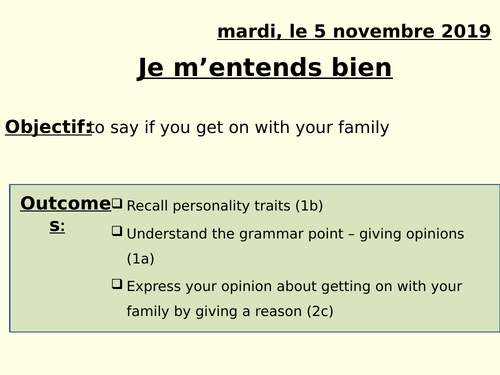 Je m'entends bien avec - I get on with y7 French | Teaching Resources