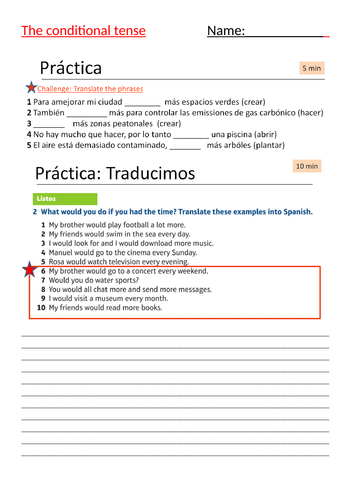 El condicional - the conditional tense y10 Spanish | Teaching Resources