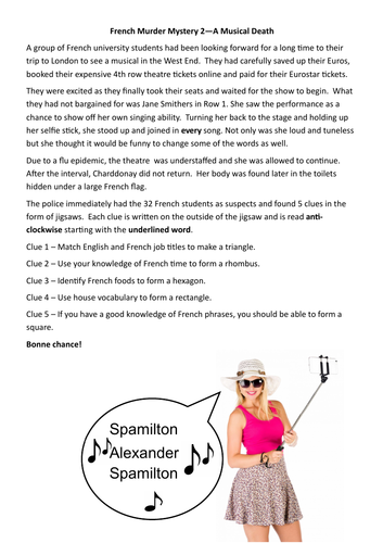 French Murder Mystery 2 - A Musical Death | Teaching Resources