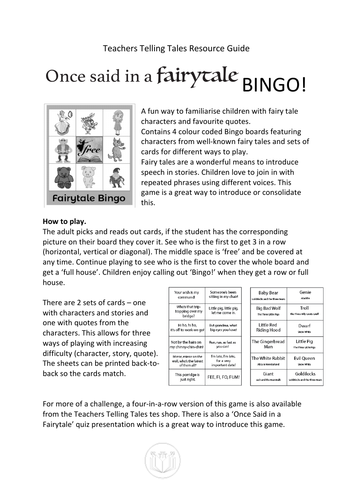 Once Said in a Fairy Tale Bingo | Teaching Resources