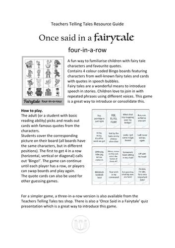 'Once said in a Fairytale' four-in-a-row Game | Teaching Resources