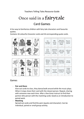 'Once said in a Fairytale' card games | Teaching Resources