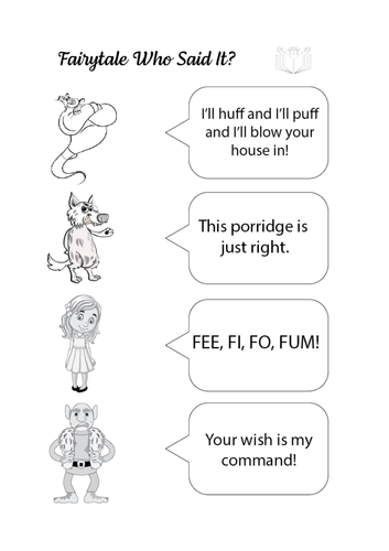 'Once said in a Fairytale' read, match and colour | Teaching Resources