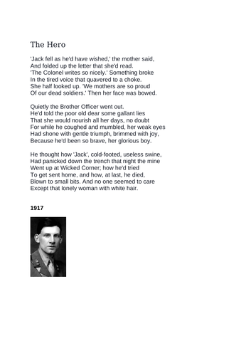 World War I Poetry: 'The Hero' by Siegfried Sassoon | Teaching Resources