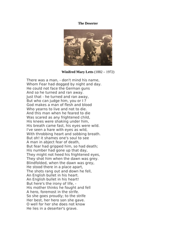 World War I Poetry: 'The Deserter' | Teaching Resources
