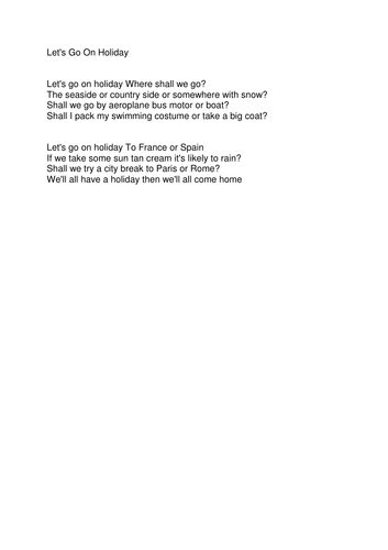 Let's Go On Holiday - Total Song Pack | Teaching Resources