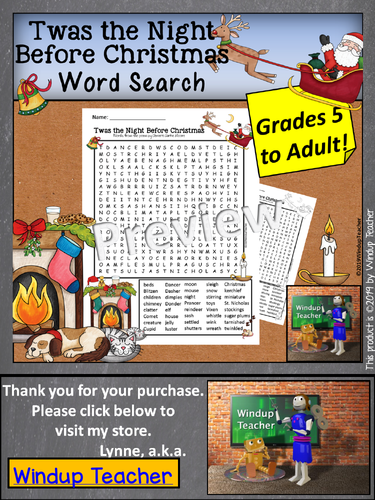 Twas the Night Before Christmas Word Search - Hard for Grades 5 to ...
