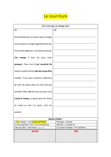 French GCSE food (WHOLE UNIT) | Teaching Resources