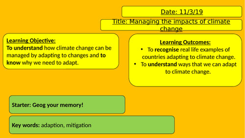 Adaptation to Climate Change | Teaching Resources
