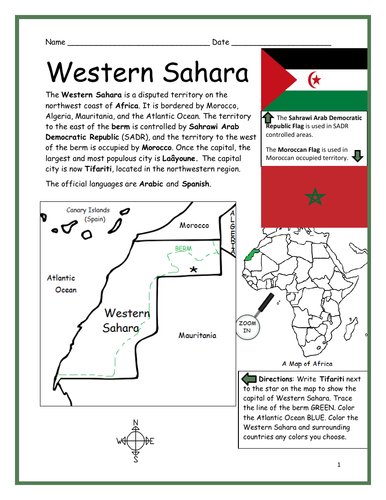 WESTERN SAHARA - Introductory Geography Worksheet | Teaching Resources