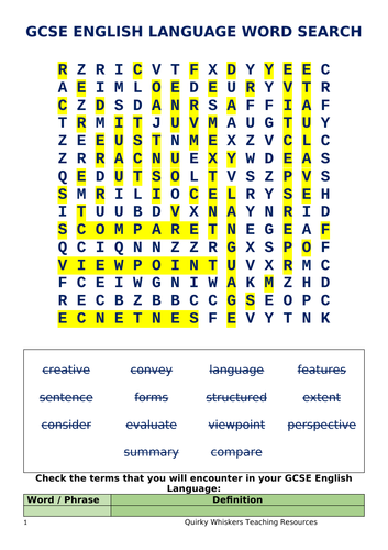 GCSE English Language QUIZ and DIFFERENTIATED ACTIVITIES ASSESSMENT ...