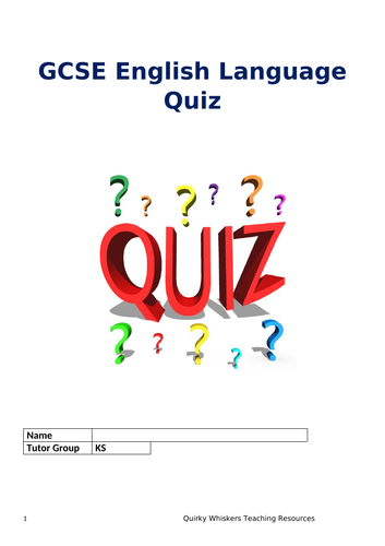 GCSE English Language QUIZ and DIFFERENTIATED ACTIVITIES ASSESSMENT ...