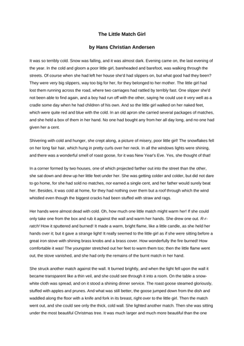 Christmas Lessons: 'The Little Match Girl' | Teaching Resources