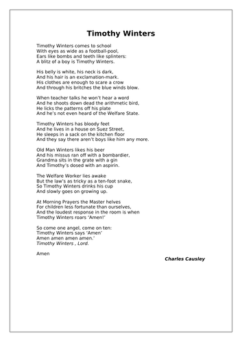Christmas Lesson: 'Timothy Winters' | Teaching Resources Christmas Lesson: 'Timothy Winters' | Teaching Resources