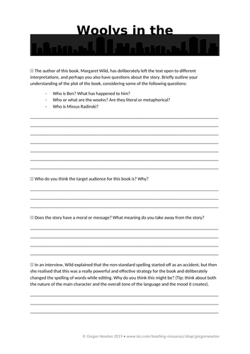 Woolvs in the Sitee - Margaret Wild - Worksheets | Teaching Resources
